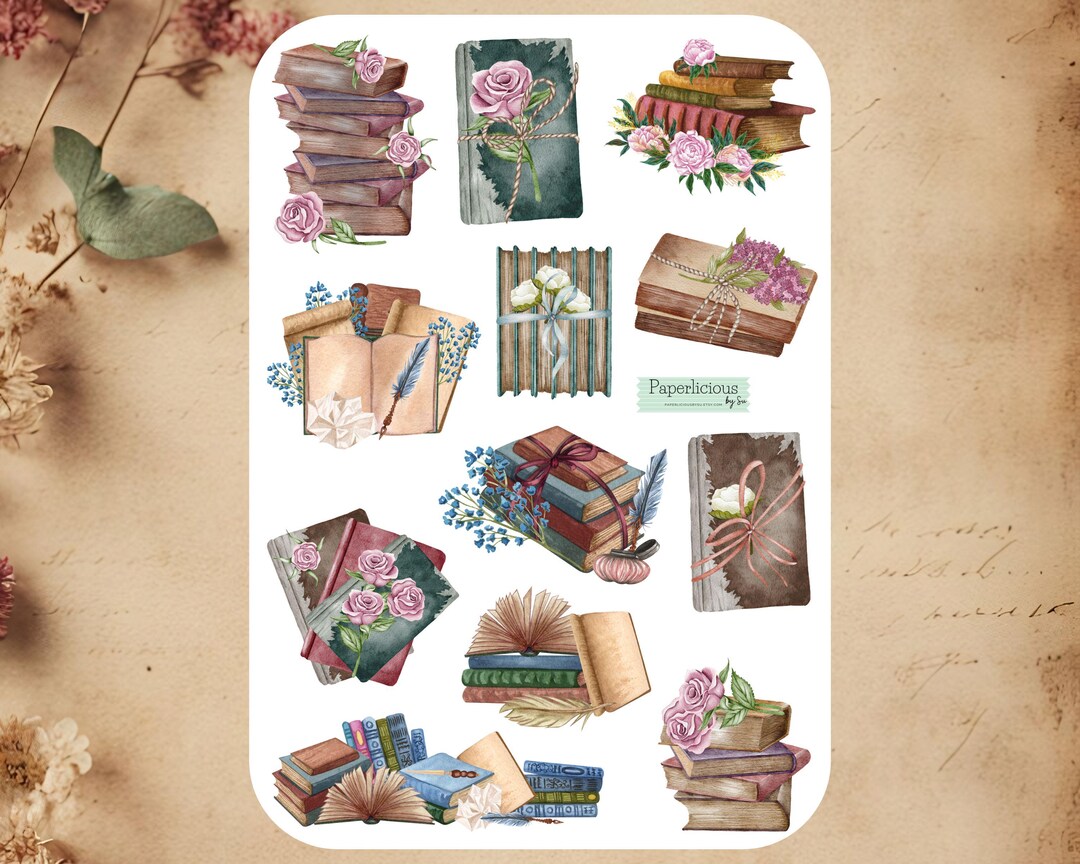 Vintage Book Sticker Sheet, Book Stickers, Book Club, Bookworm, Bookish ...