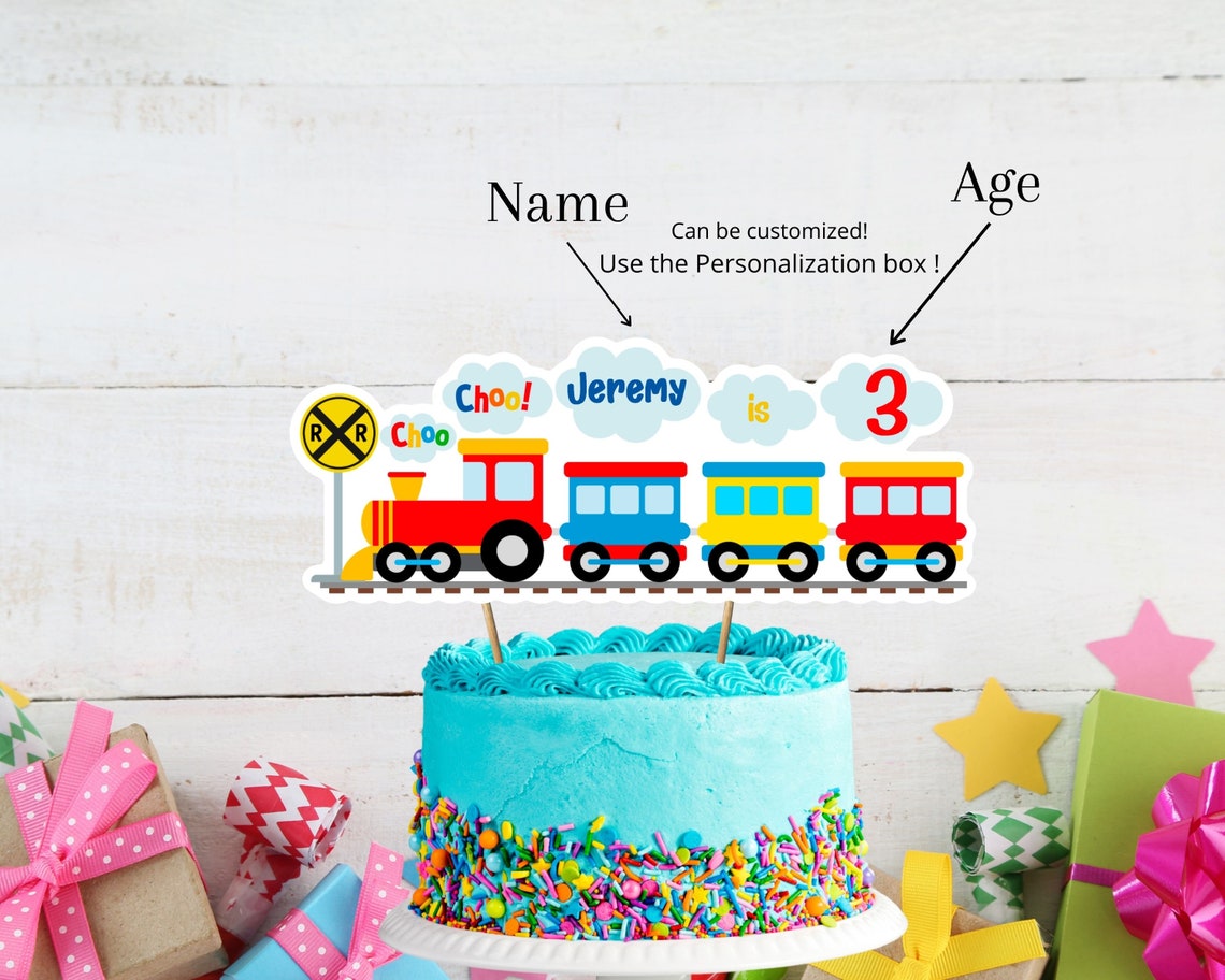 Printable Personalized Train Birthday Cake Topper, Train Birthday Decor ...