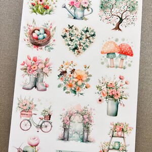 Lovely Spring Sticker Sheet, Spring Sticker, Floral Stickers, Plants ...