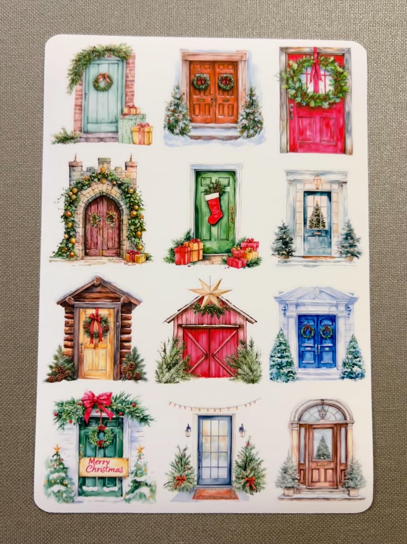 Holiday Door Sticker Sheet, Christmas Stickers, Cozy Winter, Door Decor ...