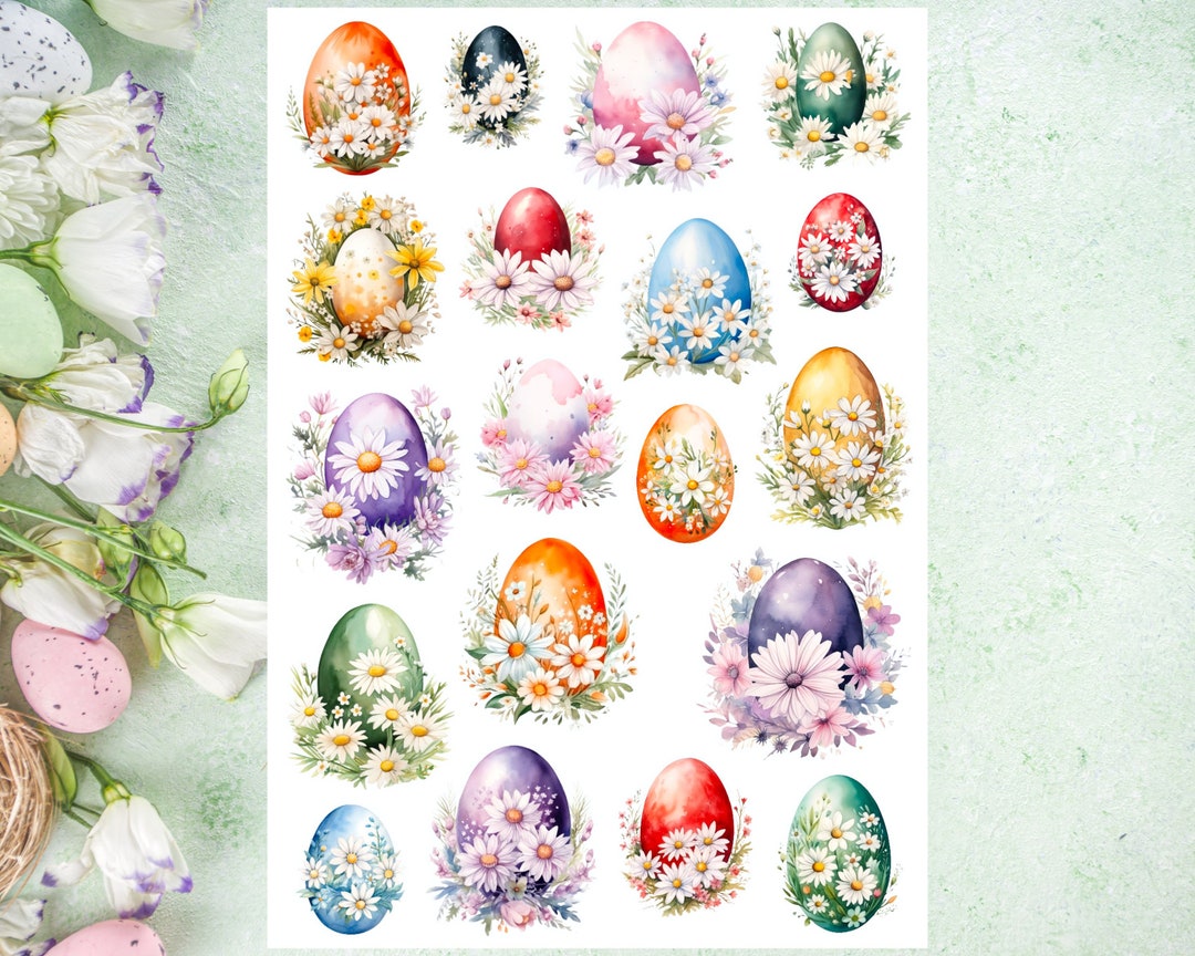 Floral Easter Egg Sticker Sheet, Easter Stickers, Happy Easter, Easter ...