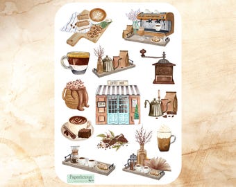 Cafe Coffee Espresso Sticker Sheet | Journal | Planner | Scrapbook ...