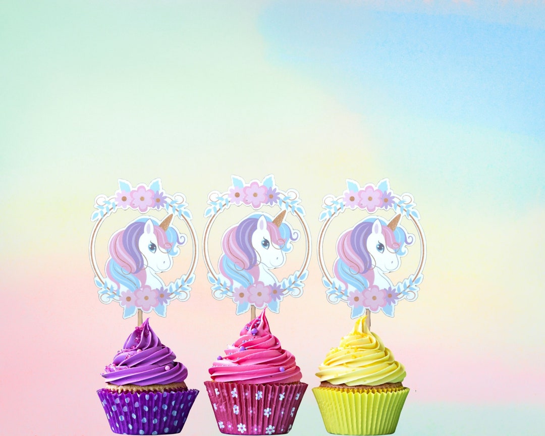 Unicorn Cupcake Toppers, Set of 12, Unicorn Birthday Decor, Unicorn ...