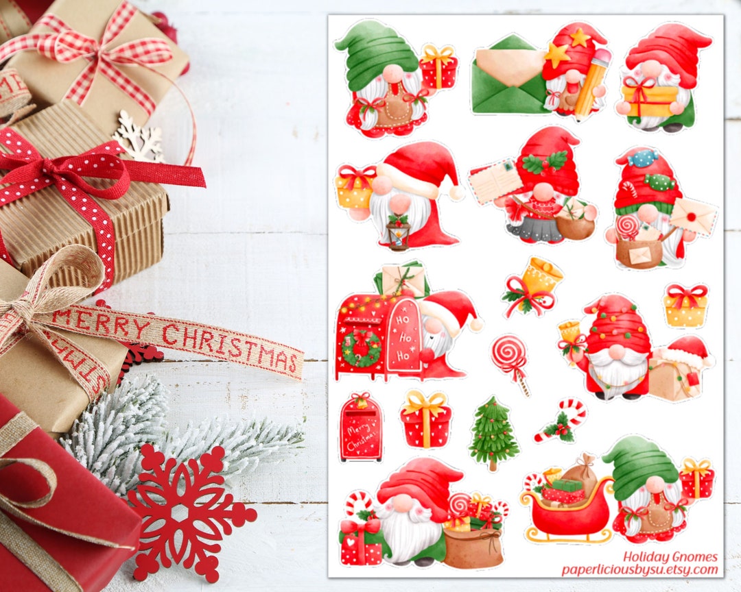 Christmas Gnome Sticker Sheet, Holiday Gnomes, Christmas Stickers ...