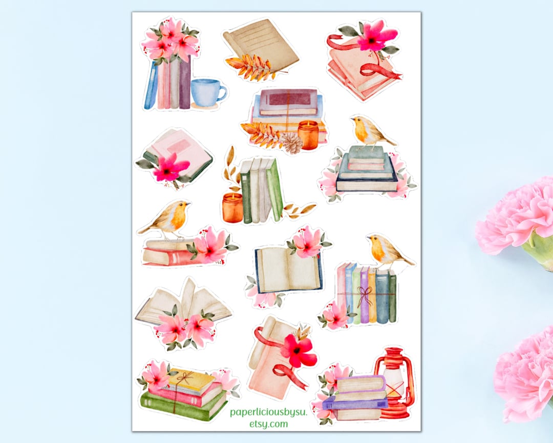 Book Sticker Sheet Book Stickers Bookish Bookworm Gift - Etsy