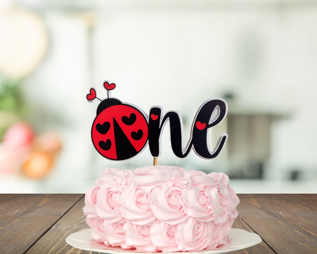 One Ladybug Cake Topper, Ladybug Birthday, First Birthday, 1st Birthday ...