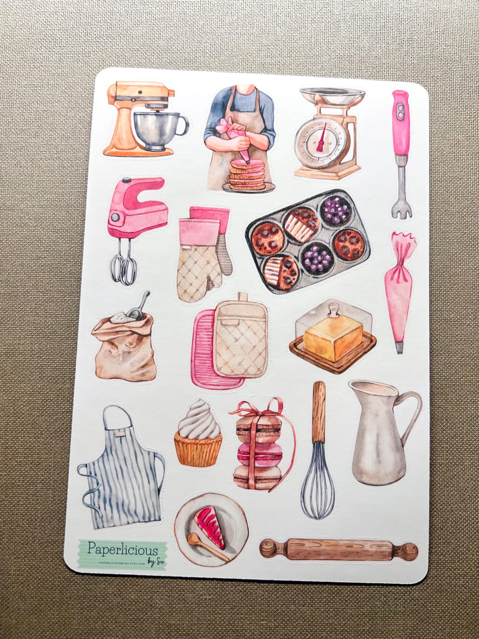 Watercolor Baking Sticker Sheet, Baking Stickers, Cooking, Culinary ...