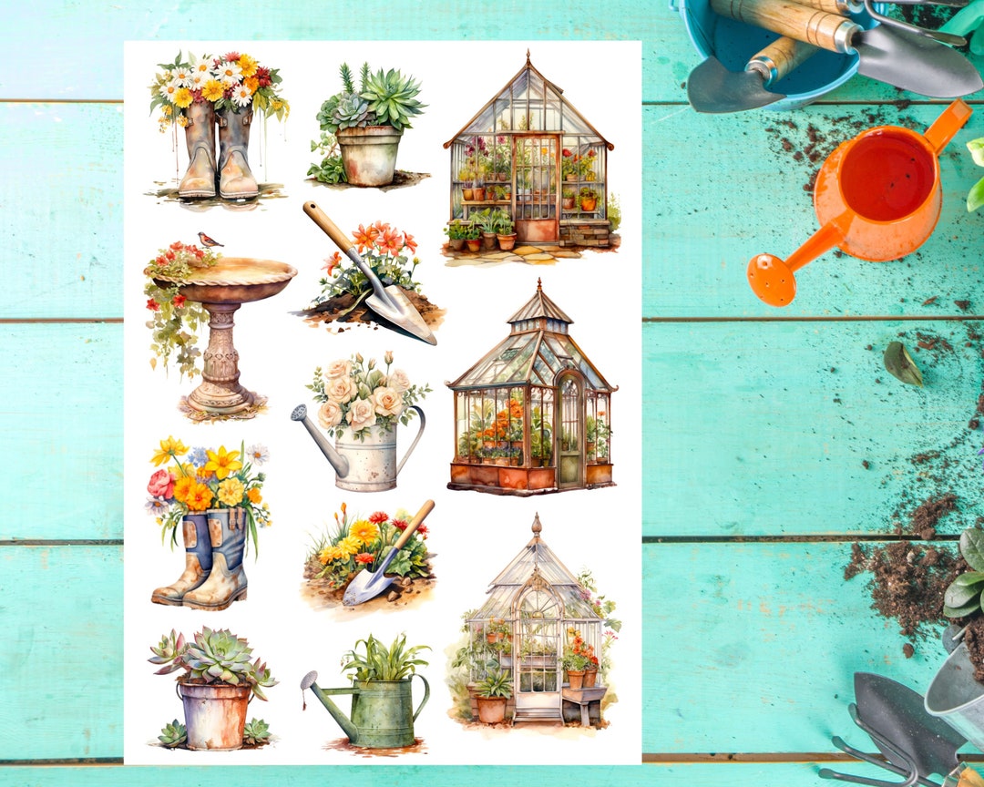 Gardening Sticker Sheet, Gardening Stickers, Plant Stickers, Spring ...