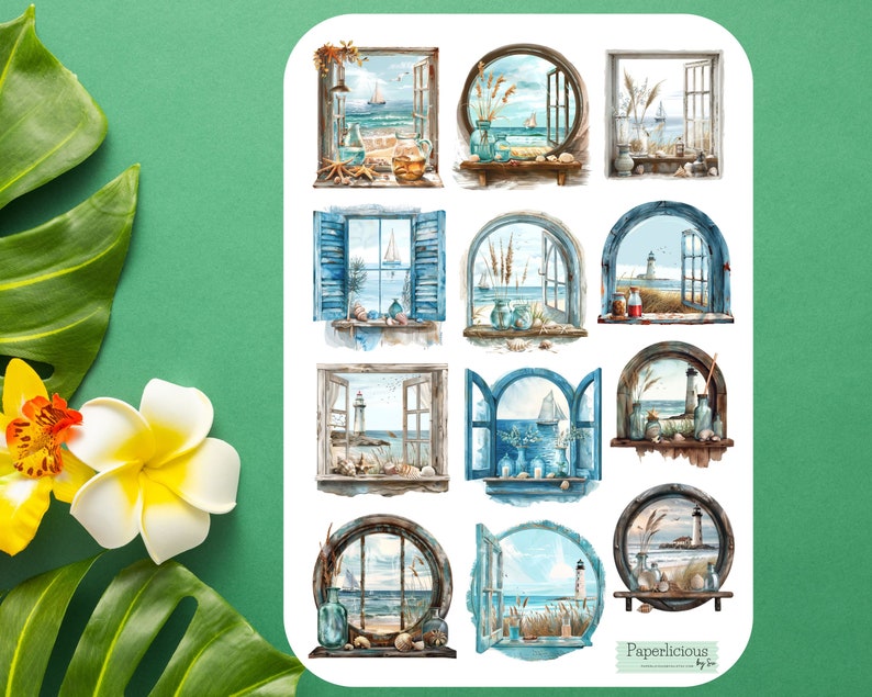 Ocean View Sticker Sheet, Vacation, Beach, Holiday, Tropical, Summer ...