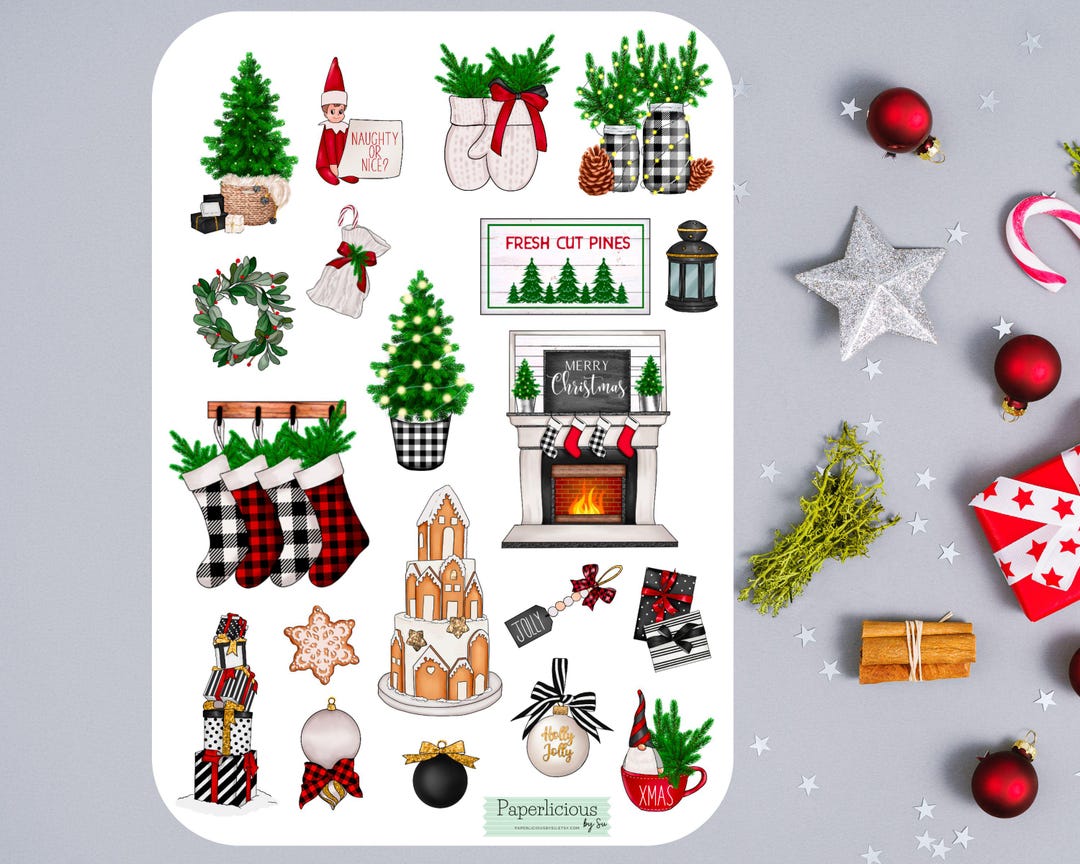 Farmhouse Christmas Sticker Sheet, Christmas Stickers, Holiday Stickers ...