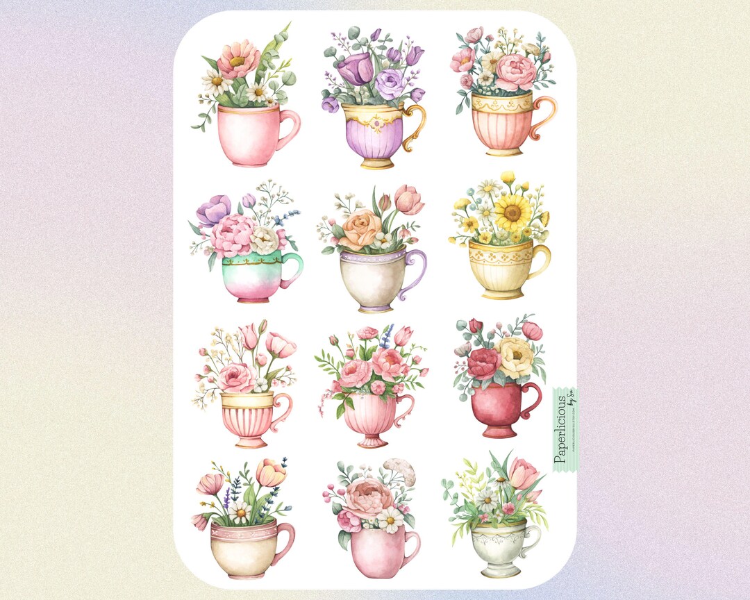 Flower Bouquet Sticker Sheet, Floral Stickers, Spring, Gardening ...