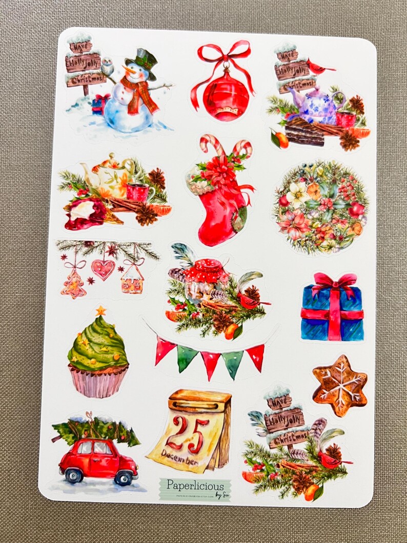 Vintage Christmas Sticker Sheet, Holiday Stickers, Penpal, Planner ...