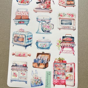 Vintage Floral Kitchen Sticker Sheet, Kitchen Stickers, Cooking ...
