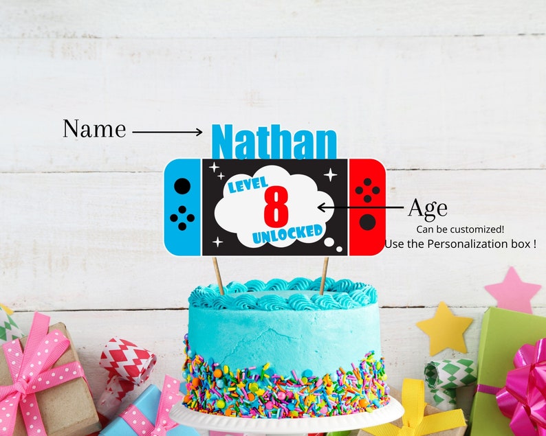 Printable Personalized Gamer Cake Topper Video Game Birthday | Etsy