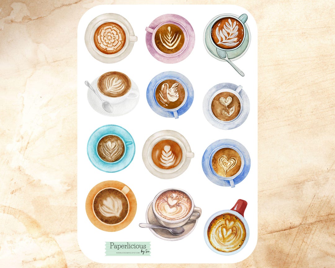Latte Art Sticker Sheet – Coffee Planner Stickers, Barista Vibes ...