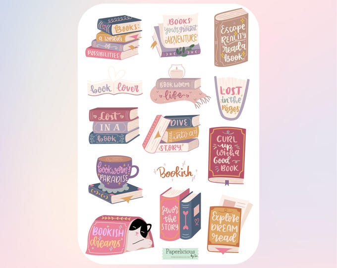 Reading Sayings Planner Stickers - Bookworm Planner Stickers - Reading ...