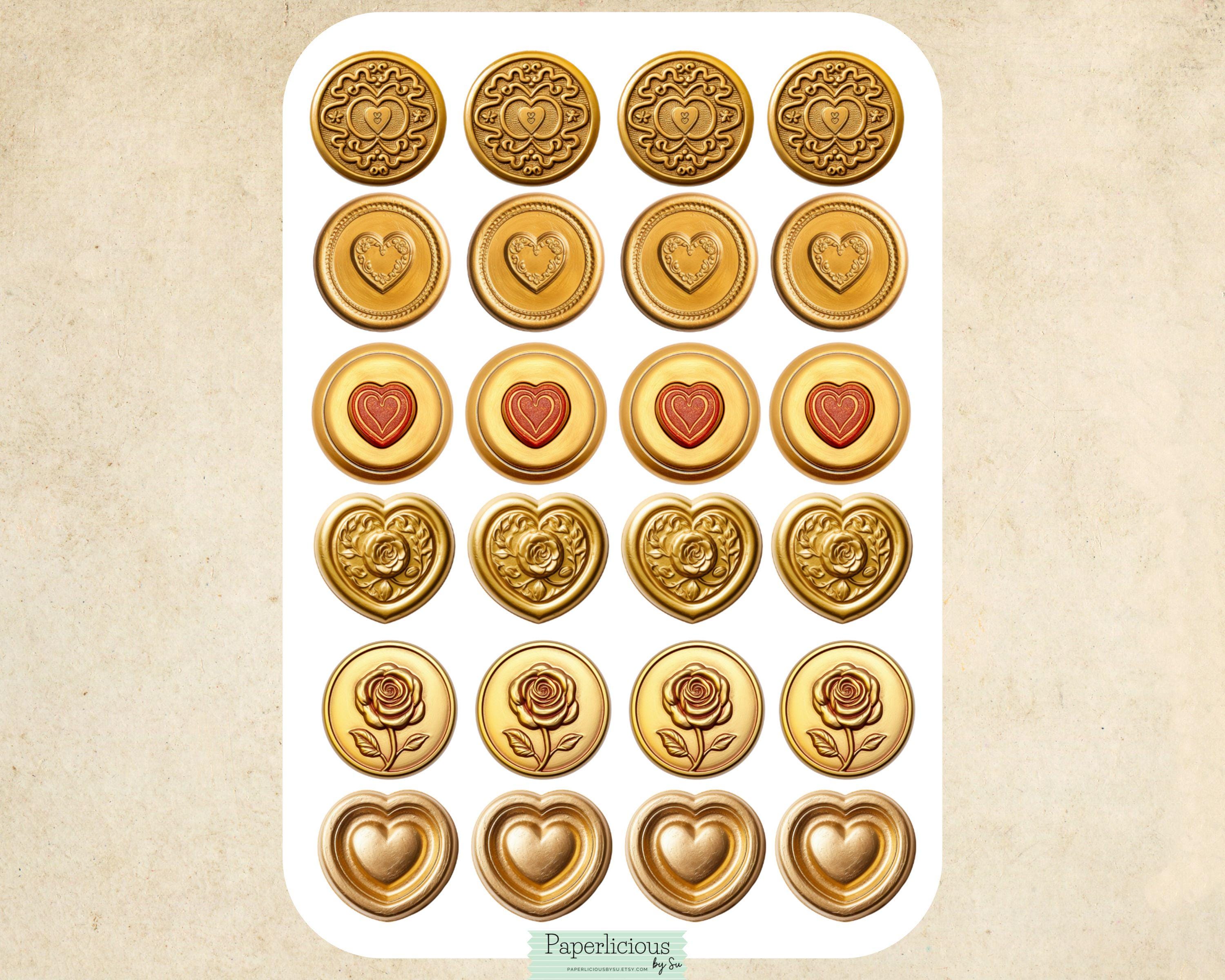 Gold Wax Seal Sticker Sheet, Envelope Seals, Snail Mail, Happy Mail ...
