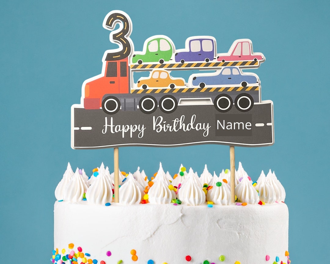 Personalized Car Carrier Cake Topper, Car Transporter, Truck ...