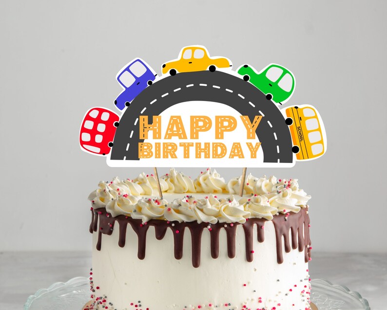 Car Birthday Cake Topper, Printable, Instant Download, DIY, Bus ...
