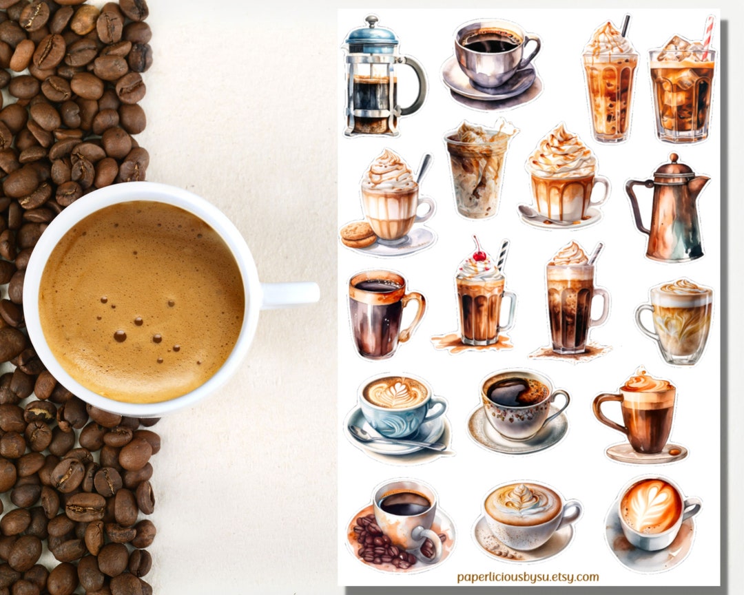 Coffee Sticker Sheet Coffee Stickers Coffee Lover Latte - Etsy