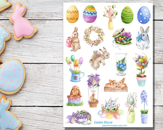 Easter Decor Sticker Sheet Easter Stickers Happy Easter | Etsy