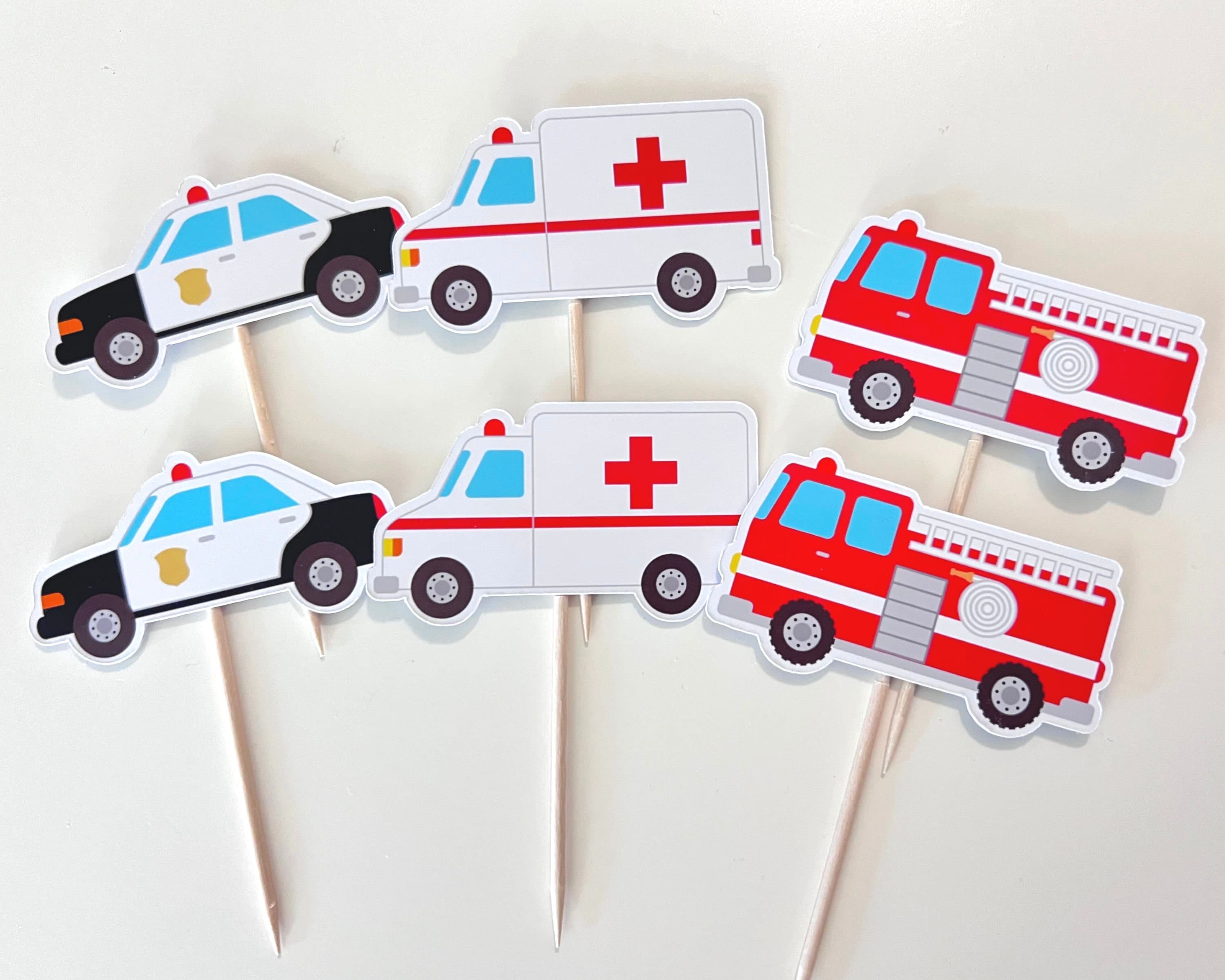 Rescue Vehicle Cupcake Toppers, Emergency Vehicle, Fire Truck ...