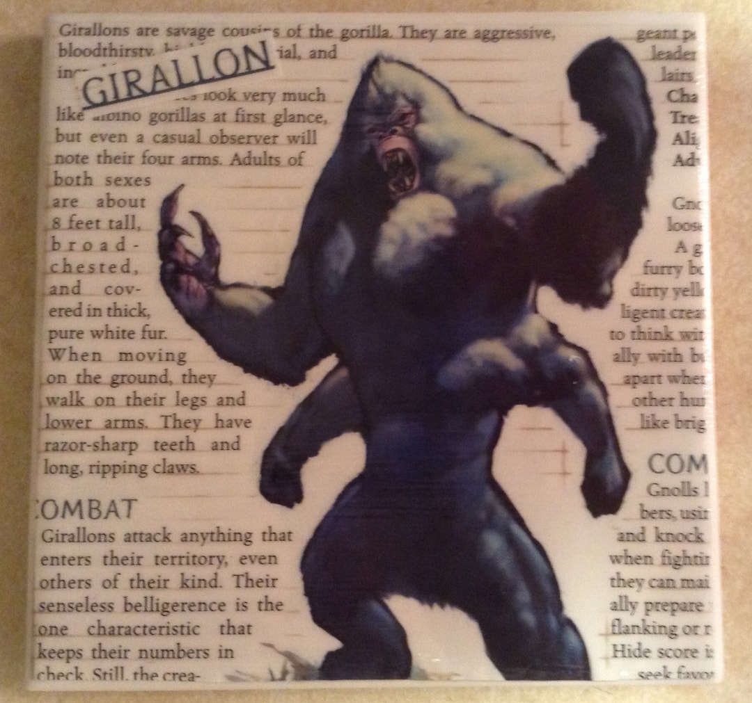 Up-cycled Girallon Coaster From Dungeonsand Dragons Monster Manual - Etsy