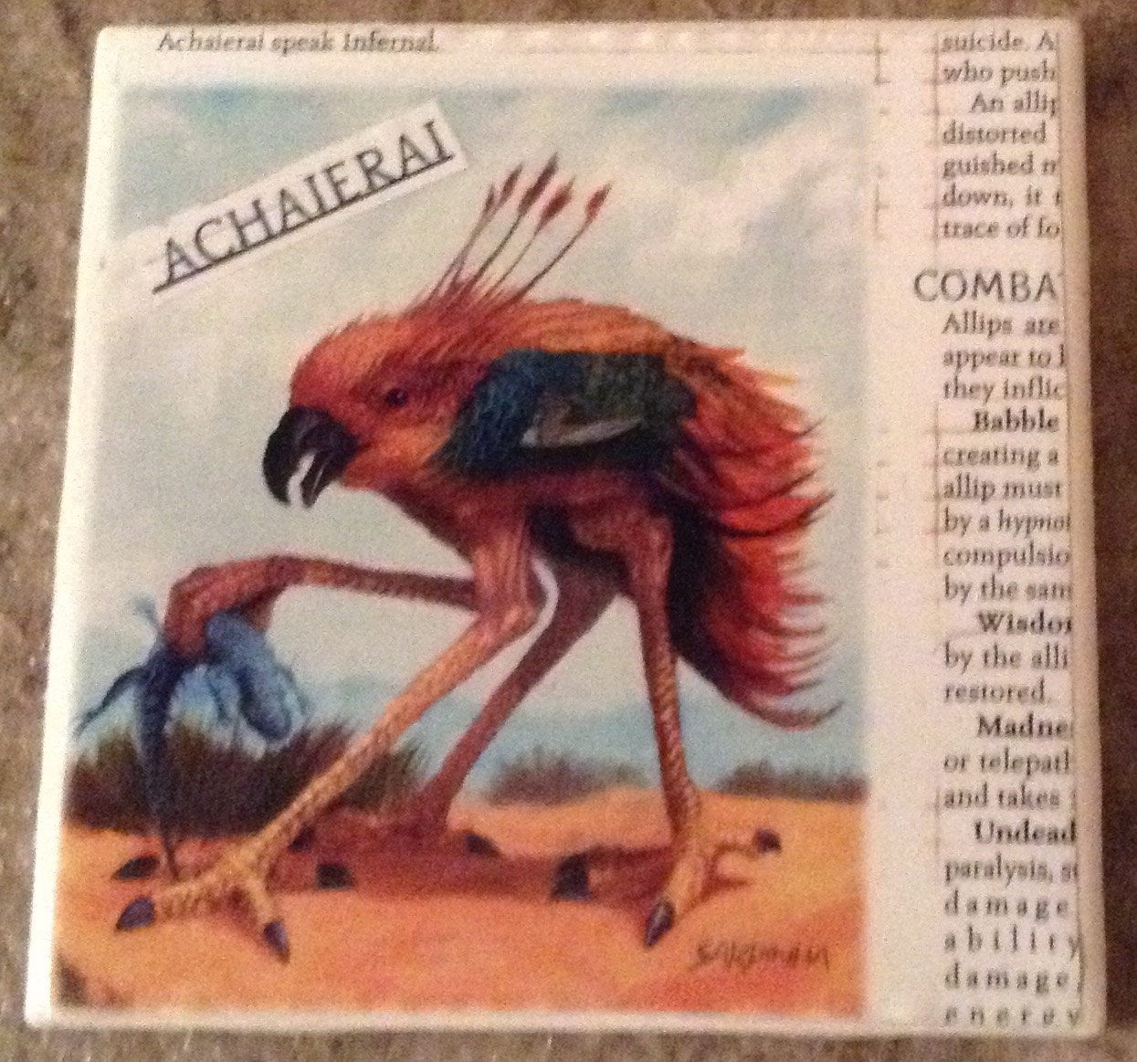 Up-cycled Achaierai coaster from Dungeons and Dragons Monster - Etsy.de