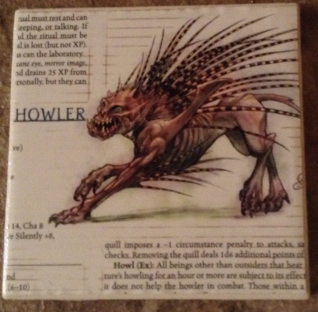 Up-cycled Howler Coaster From Dungeons and Dragons Monster - Etsy