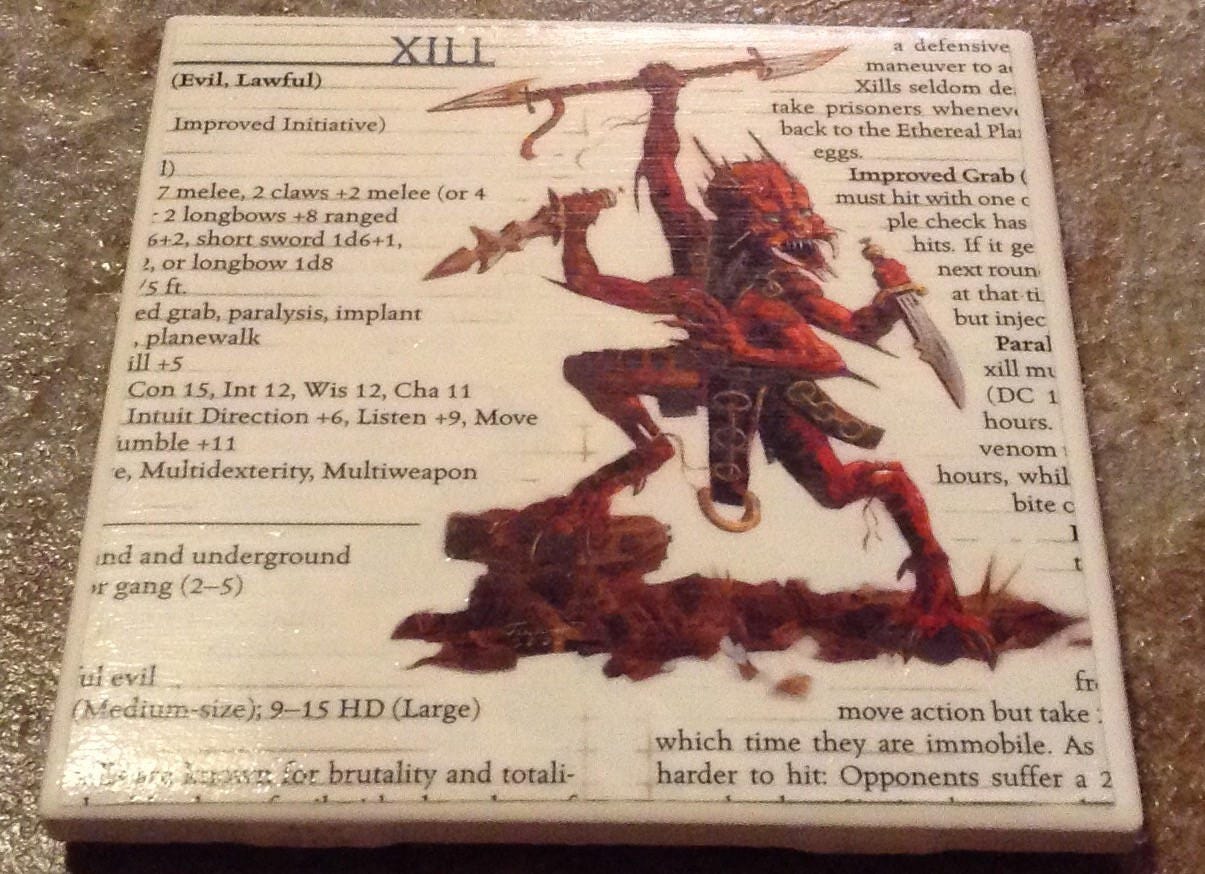 Up-cycled Xill coaster from Dungeons and Dragons Monster Manual - Etsy ...