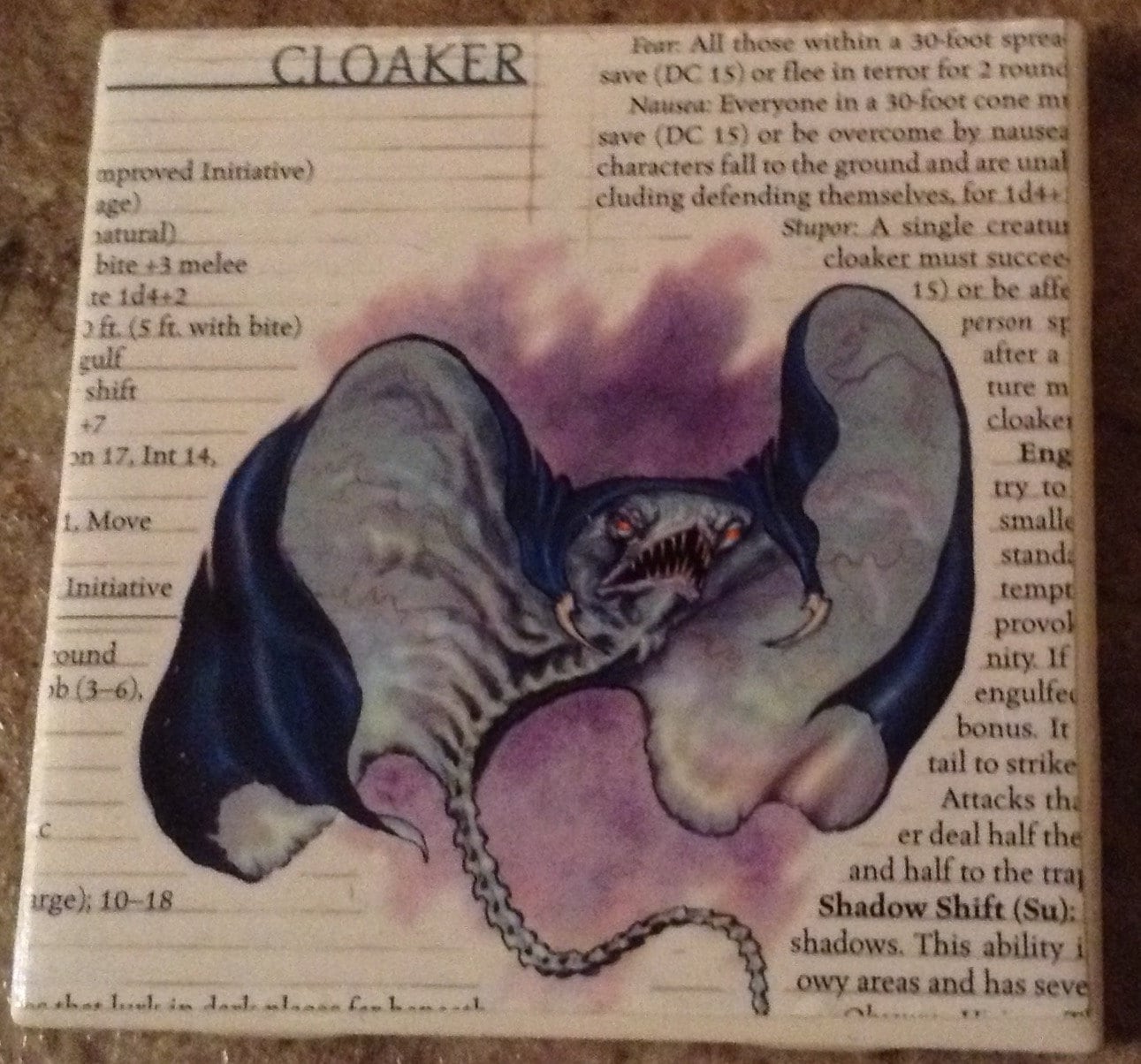 Up-cycled Cloaker coaster from Dungeons and Dragons Monster - Etsy.de