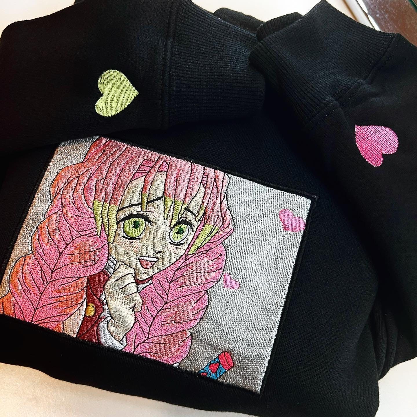 Mitsuri Demon Slayer Custom With Sleeve Details Embroidered Sweatshirt ...
