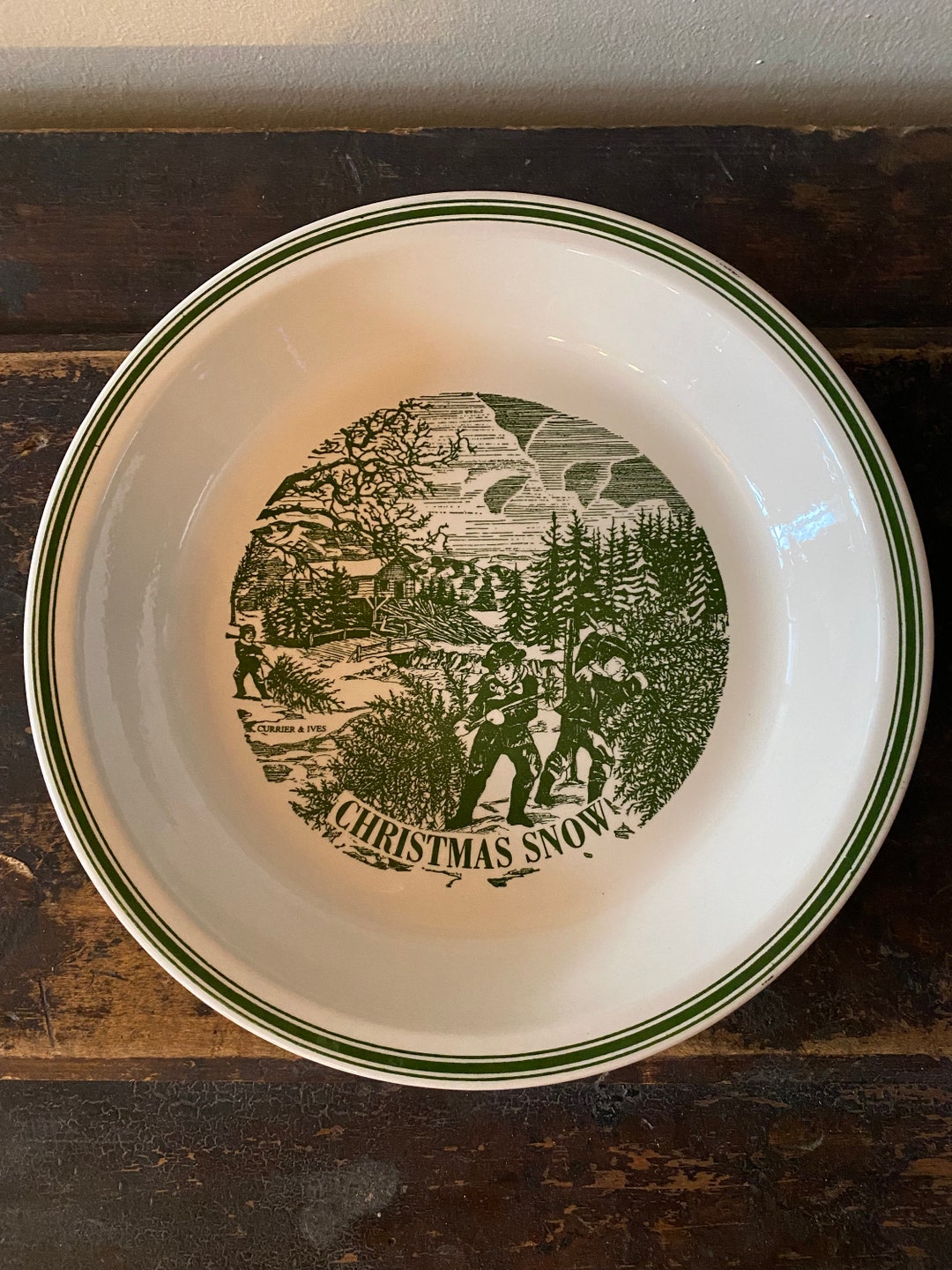 Currier & Ives Christmas Snow Pie Plate - Etsy