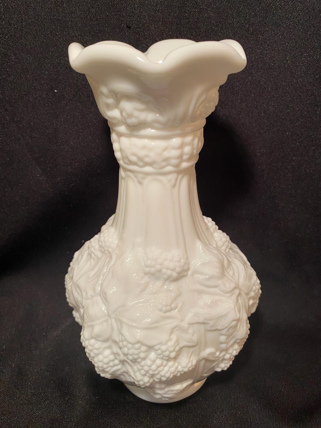 Vintage Imperial Loganberry Milk Glass Vase - Etsy