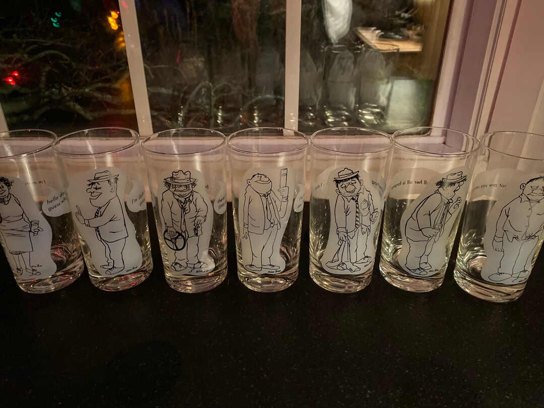 7 William Box Cartoon Highball Glasses - Etsy