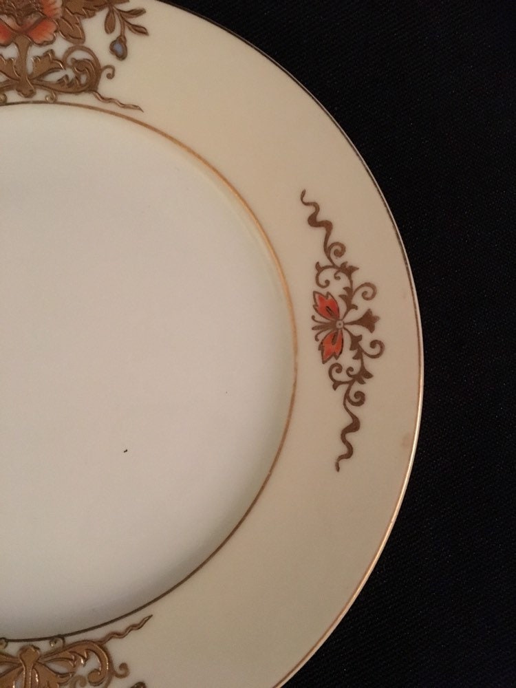Kitchen & Dining Noritake 20056 Red Back Stamp Salad Plate Raised Gold ...