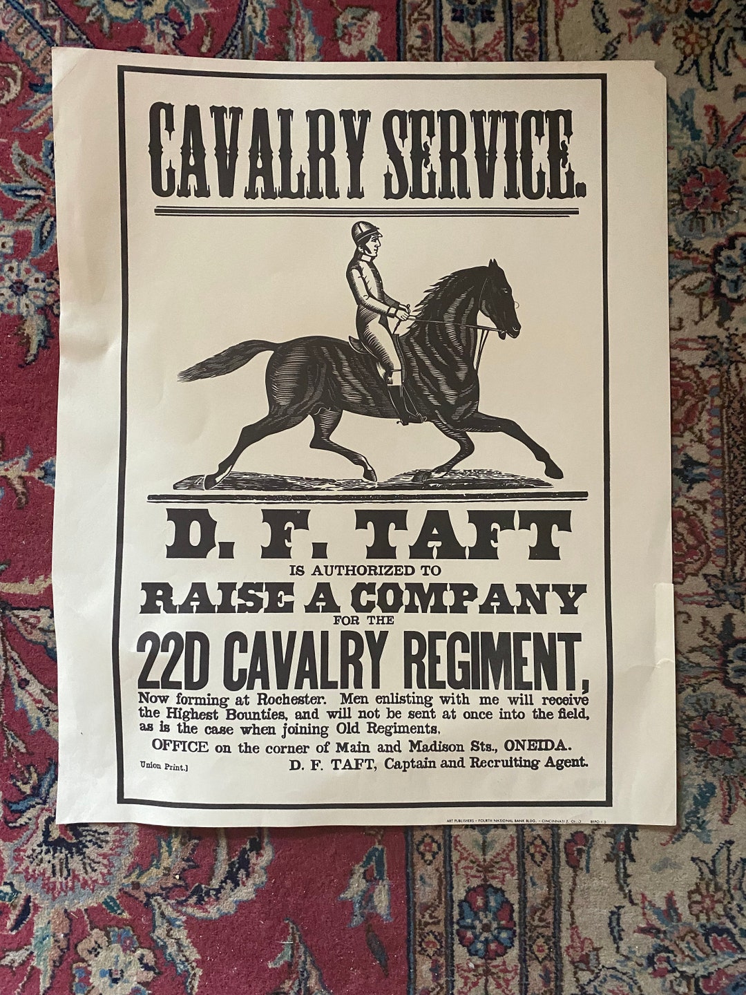 D.F. Taft Antique Civil War Cavalry Recruitment Poster - Etsy