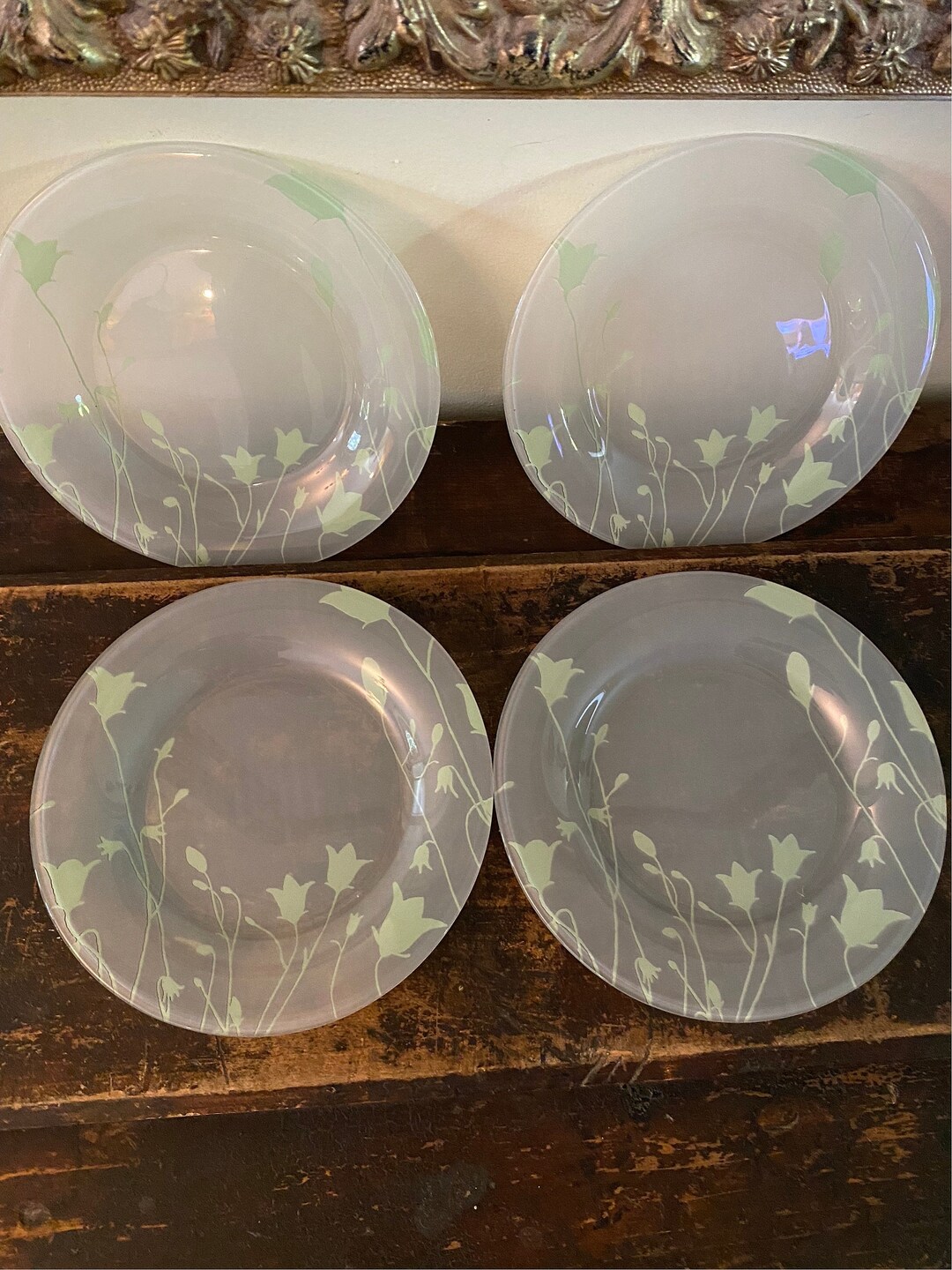 4 Translucent Green Tulip Plates - Etsy