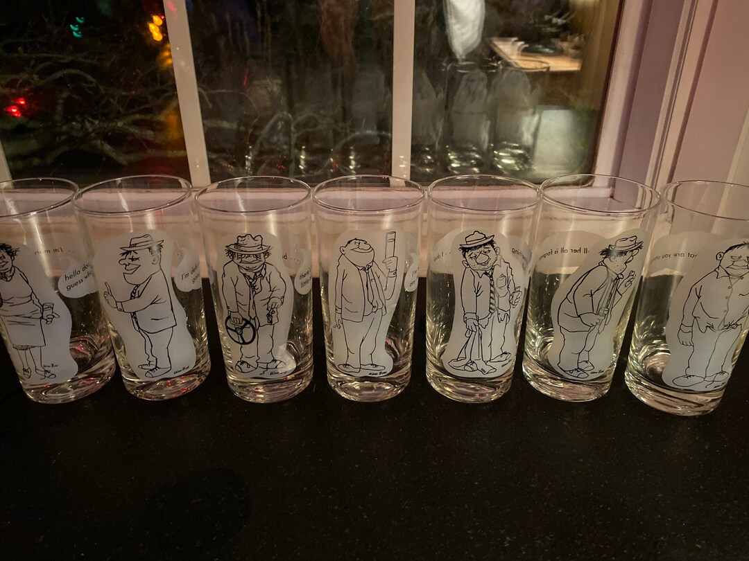 7 William Box Cartoon Highball Glasses - Etsy