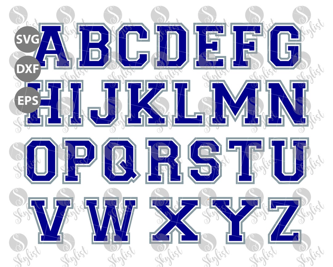 Varsity Outlined Fonts for Silhouette Studio and Cricut Design Space ...