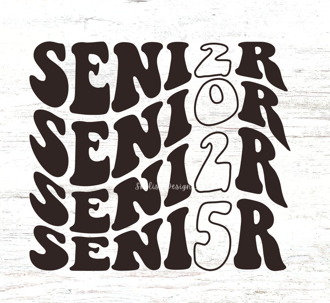 Senior 2025 Retro Stacked Buble Letter Graduation Gift for Silhouette ...