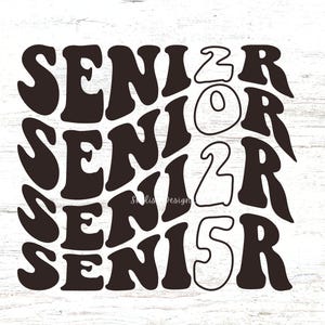 Senior 2025 Retro Stacked Buble Letter Graduation Gift for Silhouette ...