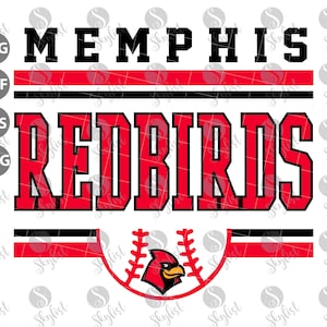 Baseball Redbirds Memphis for Silhouette Studio and Cricut Design Space ...