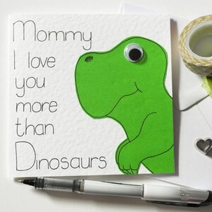 Dino Mother's Day Card, Mom Birthday Card, Mommy I Love You More Than ...