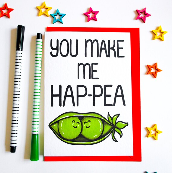 You Make Me Hap-pea Cute Anniversary Card Two Peas in a Pod - Etsy