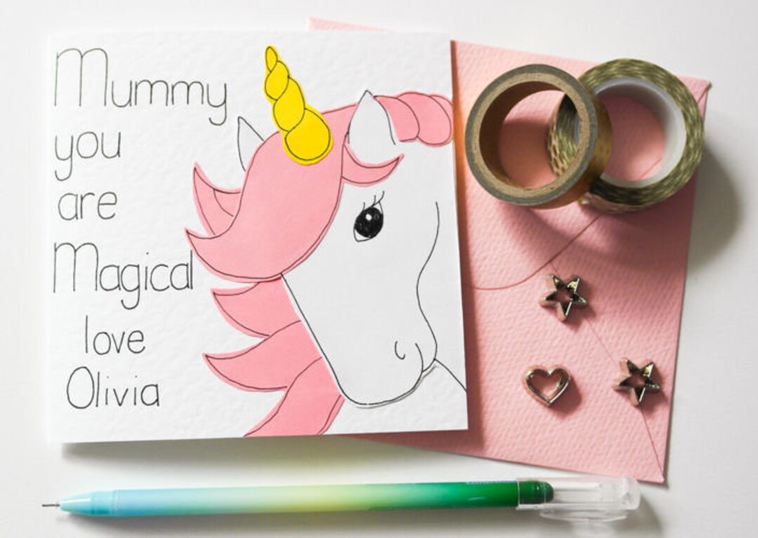 Personalised Unicorn Mummy Birthday Card, Personalized Mother's Day ...