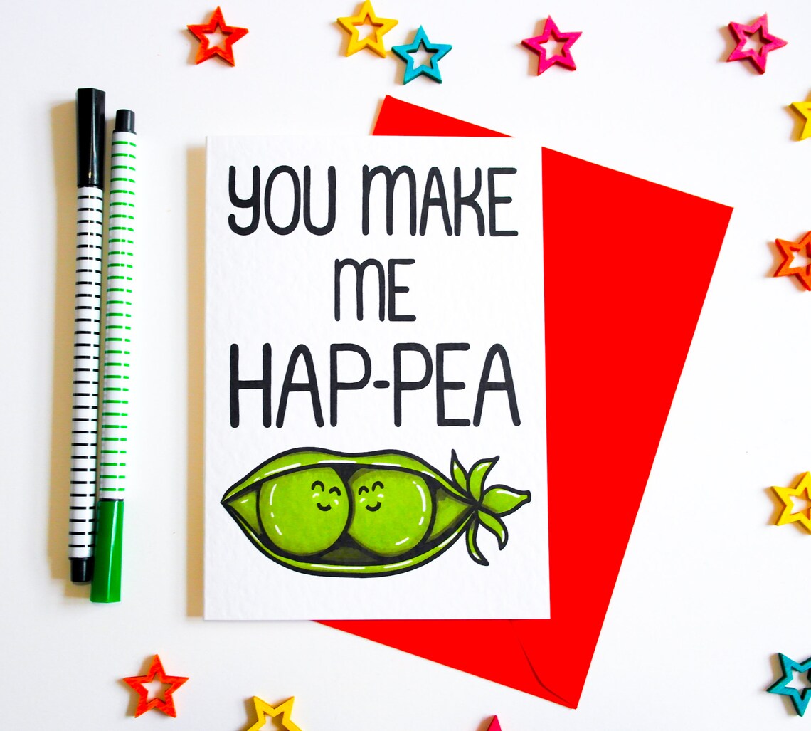 You Make Me Hap-pea Cute Anniversary Card Two Peas in a Pod | Etsy