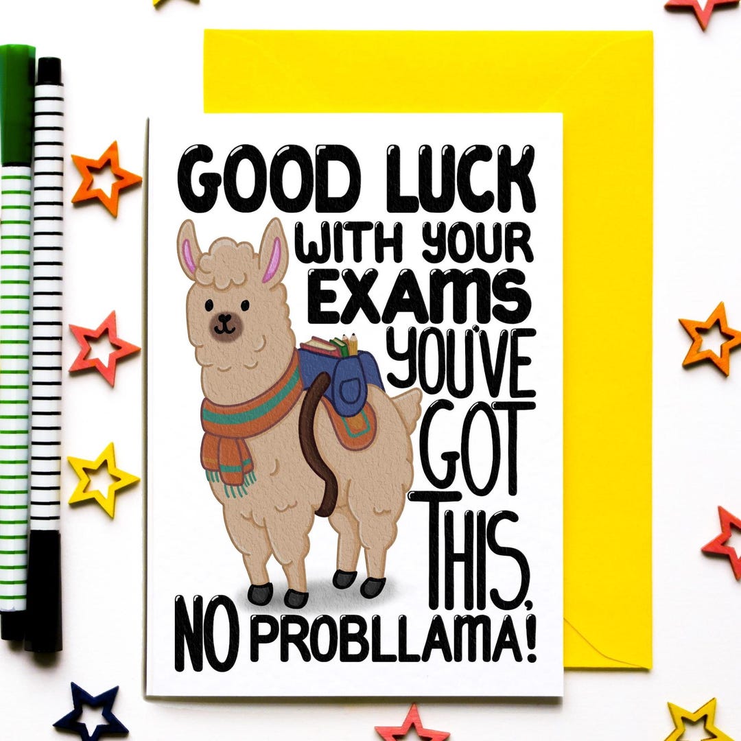 Good Luck Card, for Your Exams, Sats, Gcses, A-levels, Exam Greeting ...