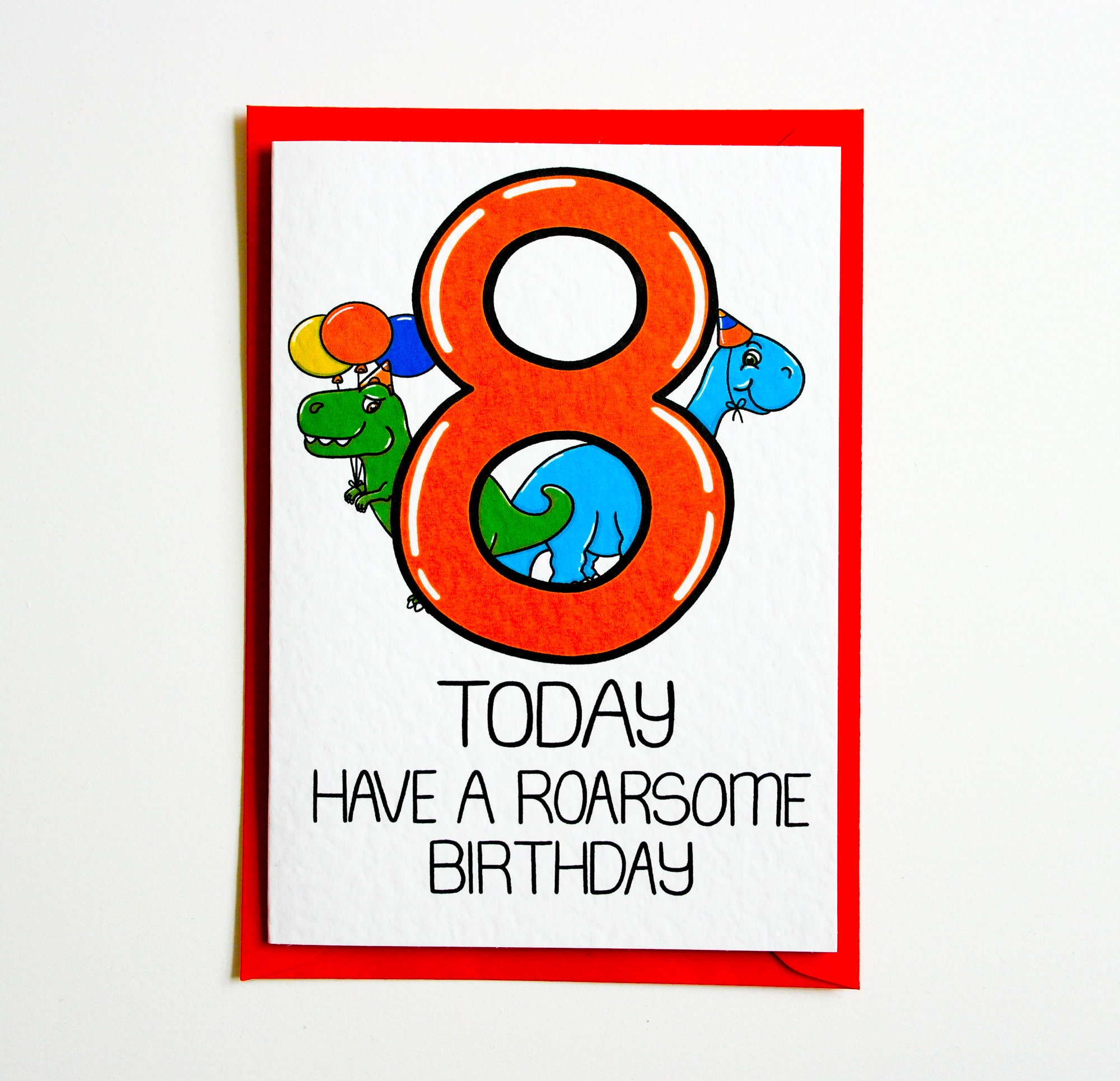 8th Birthday Card 8 Today Have A Roarsome Birthday Age Boys - Etsy UK