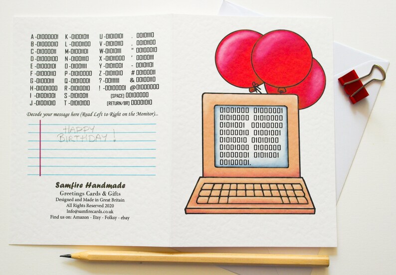 Happy Birthday Binary Birthday Card Hidden Message Card | Etsy